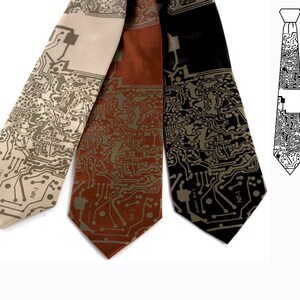 Circuit Board Tie, Men's Silk Necktie. Nerd Wedding, Interview Tie ...