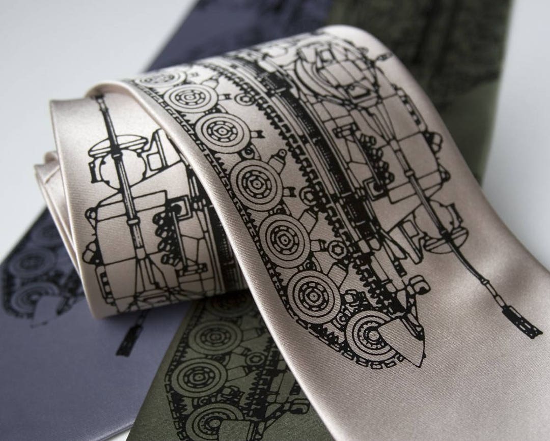 Tank Print Tie. Gift for Army Veterans, Military WWII Vets, Collectors ...