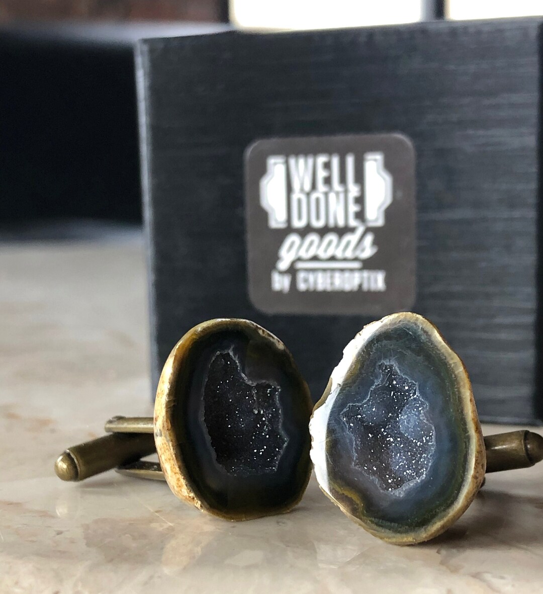 Dark Brown Agate Geode Cufflinks, Espresso Brown Druzy Tabasco Geodes ...