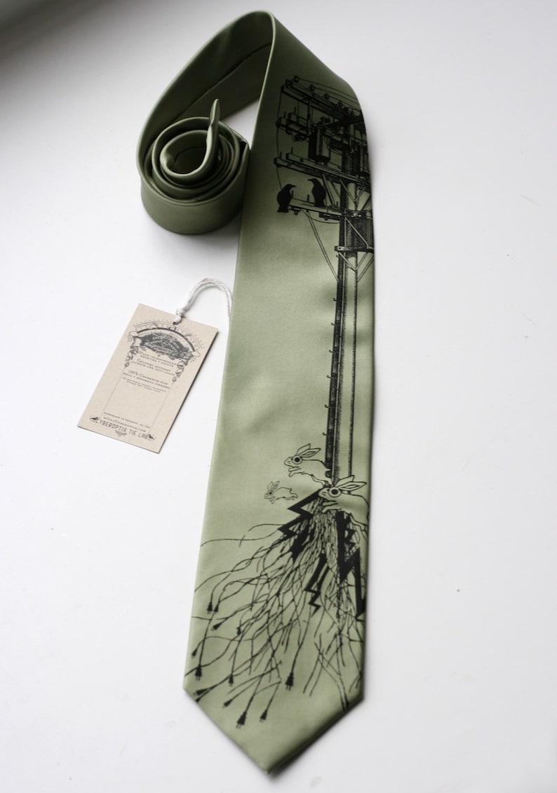 Power Lines Necktie. Transformer, Electric Wires Tie. Lineman Gift ...