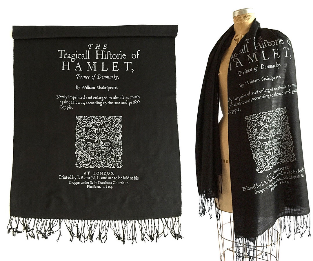 Hamlet Book Scarf. Shakespeare Print Scarf, 1604 Title Page Book Print ...