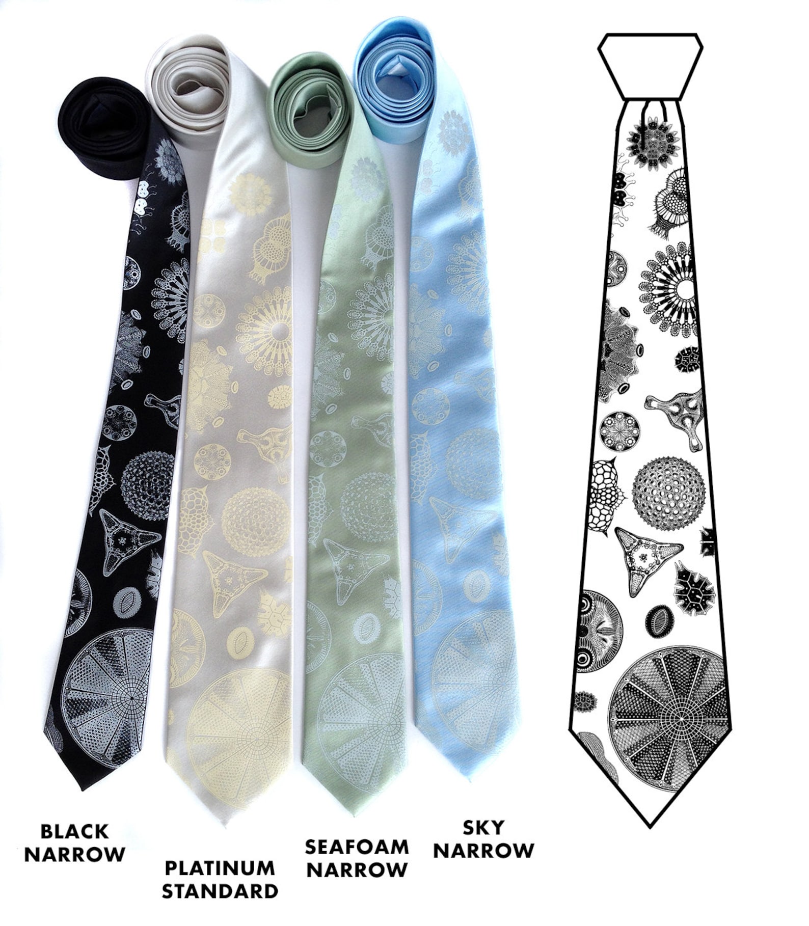 Diatom necktie botanical print men's tie science tie. | Etsy