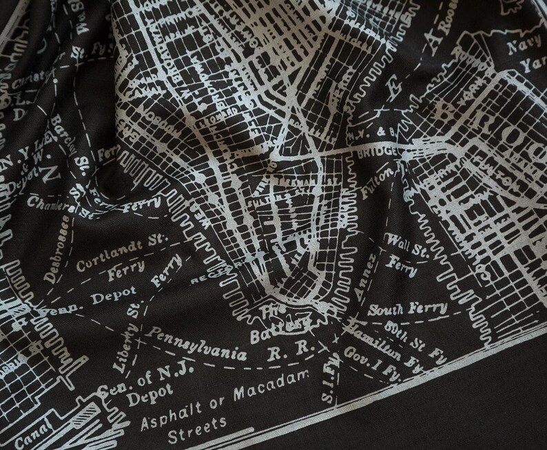 New York City Map Scarf. Vintage NYC Map Fringed Scarf. Gift for New ...