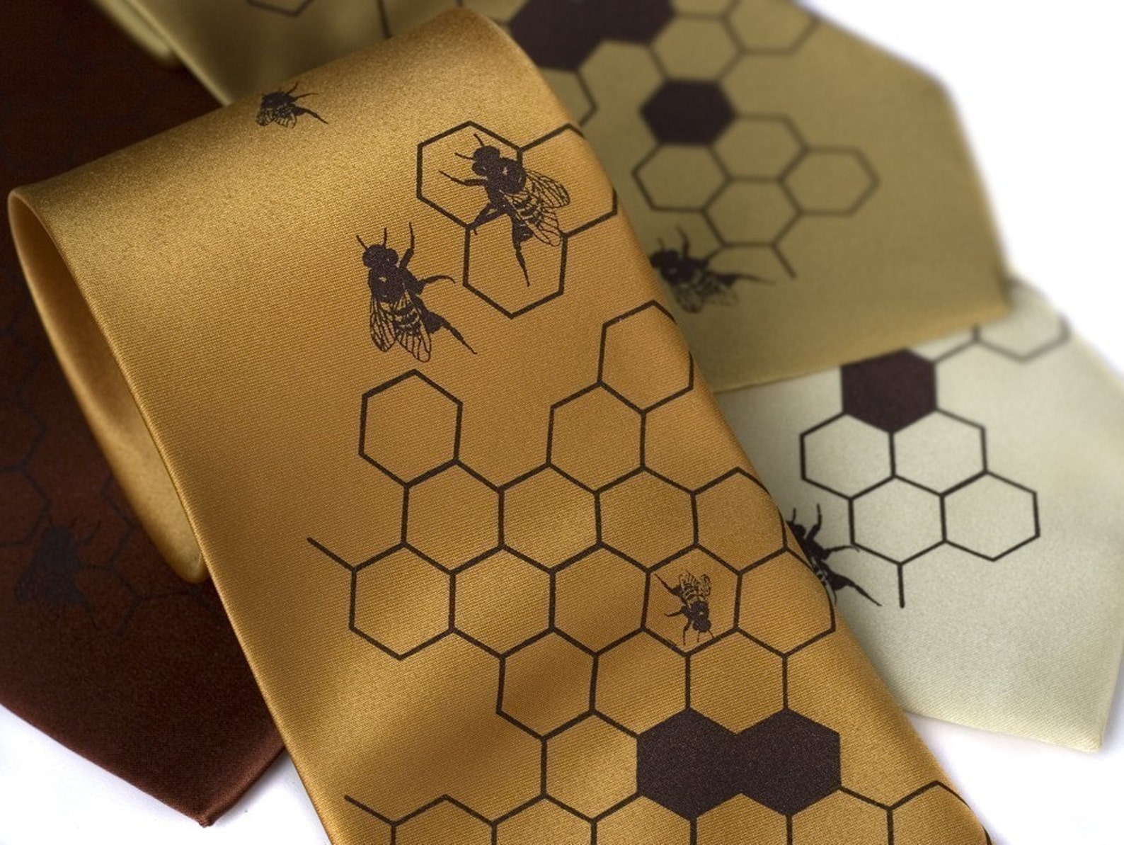 Honeybee Necktie, Bee Tie. Men's Beehive Necktie, Oh Honey! Beekeeper ...