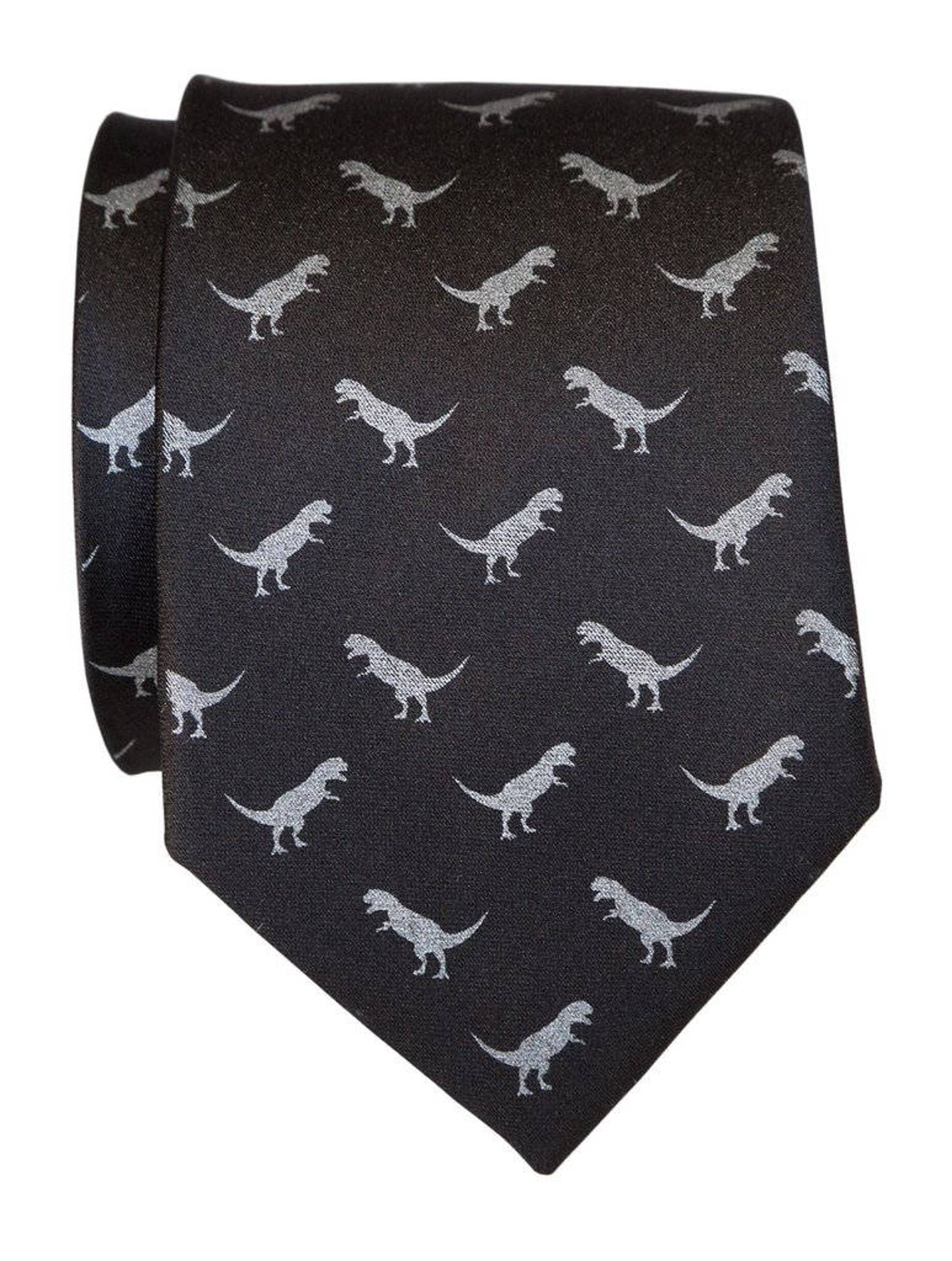 T-rex Silk Tie, Dinosaur Print Necktie. Paleontologist Gift ...