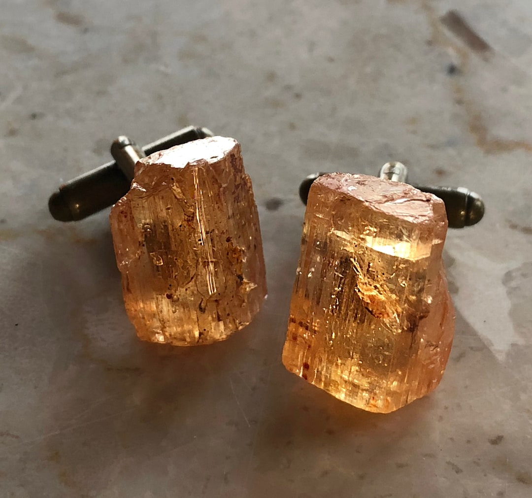 Topaz Cufflinks. RARE Raw Imperial Topaz Crystal Cuff Links. 23rd ...