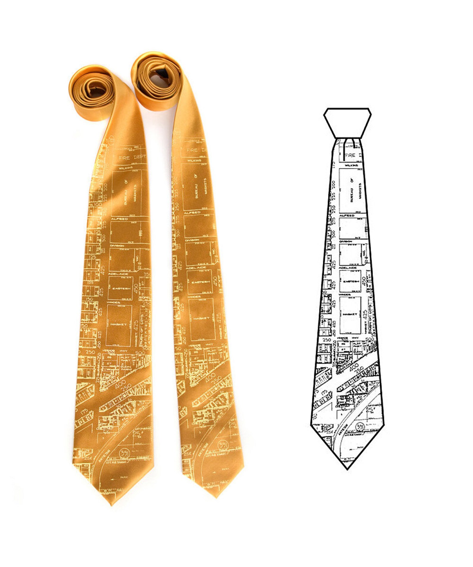 Detroit Tie. Historic Eastern Market Map Necktie. Made in Michigan ...