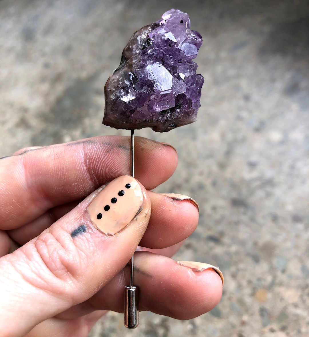 Amethyst Lapel Pin, Raw Stone Stick Pin. Boutonniere, Stone Brooch, Hat ...