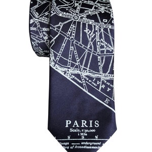 Paris Map Necktie. French Map Men's Tie. Map of Paris France, Tie for ...