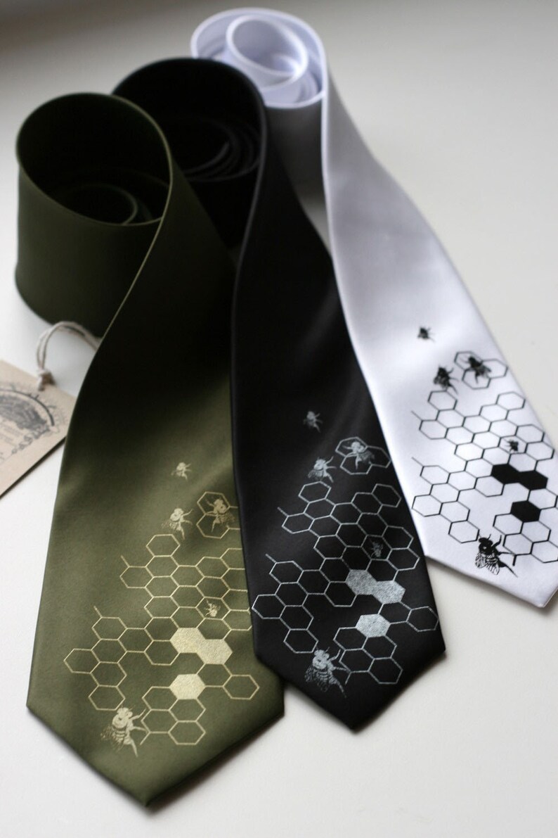Bee Tie. Honey Bee Necktie Beehive Tie. Honeycomb Bee Hive - Etsy