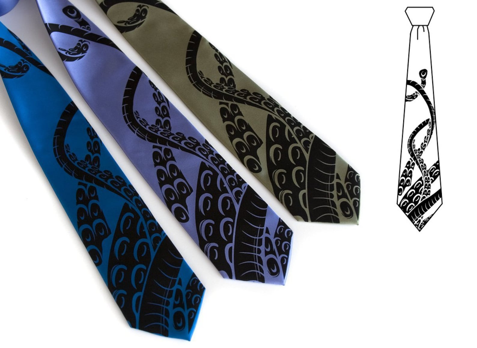 Octopus Print Tie. Squid Necktie. Sucker Tentacles. Men's - Etsy