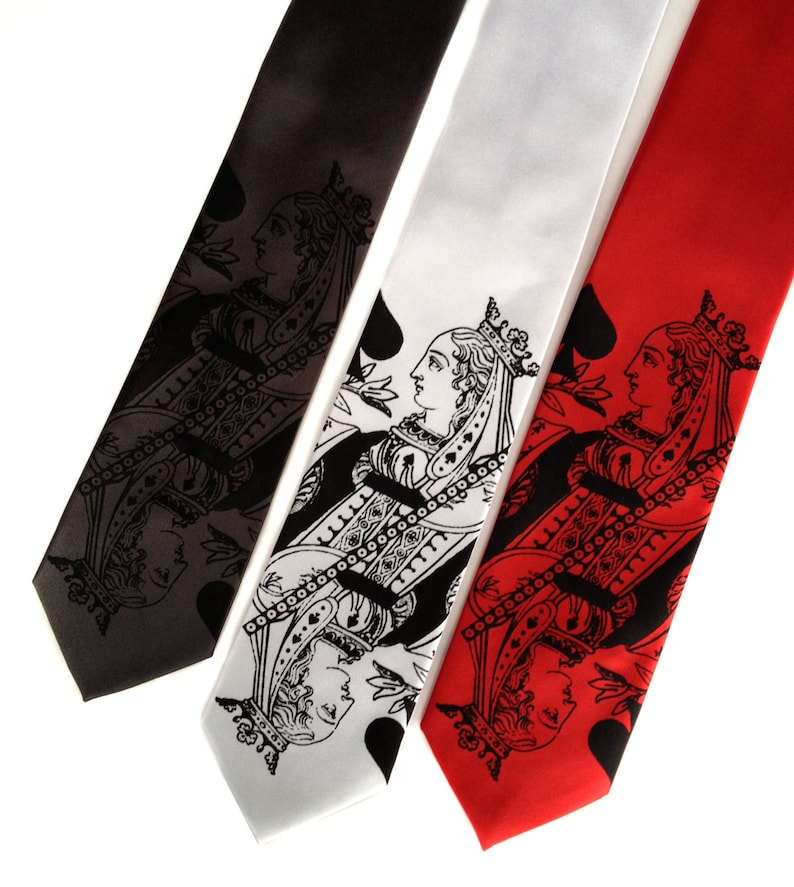 Playing Card Necktie. Queen of Spades "poker Face" Tie. Screenprinted ...