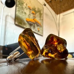 Baltic Amber Cufflinks. Baroque Lithuanian Amber Cuff Links for French ...