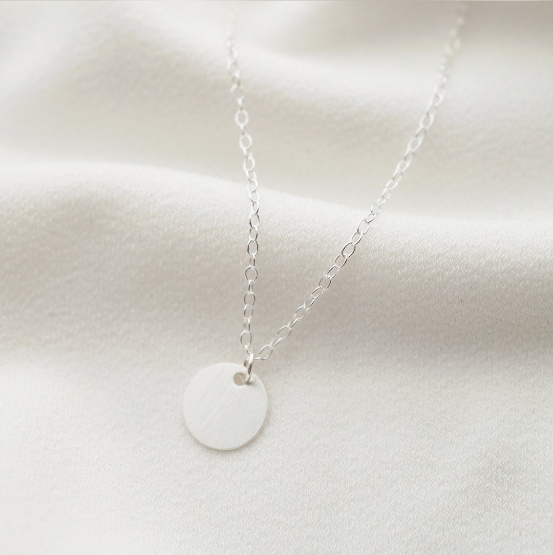 Tiny Silver Coin on Sterling Silver Necklace cait // Gift for Sister ...