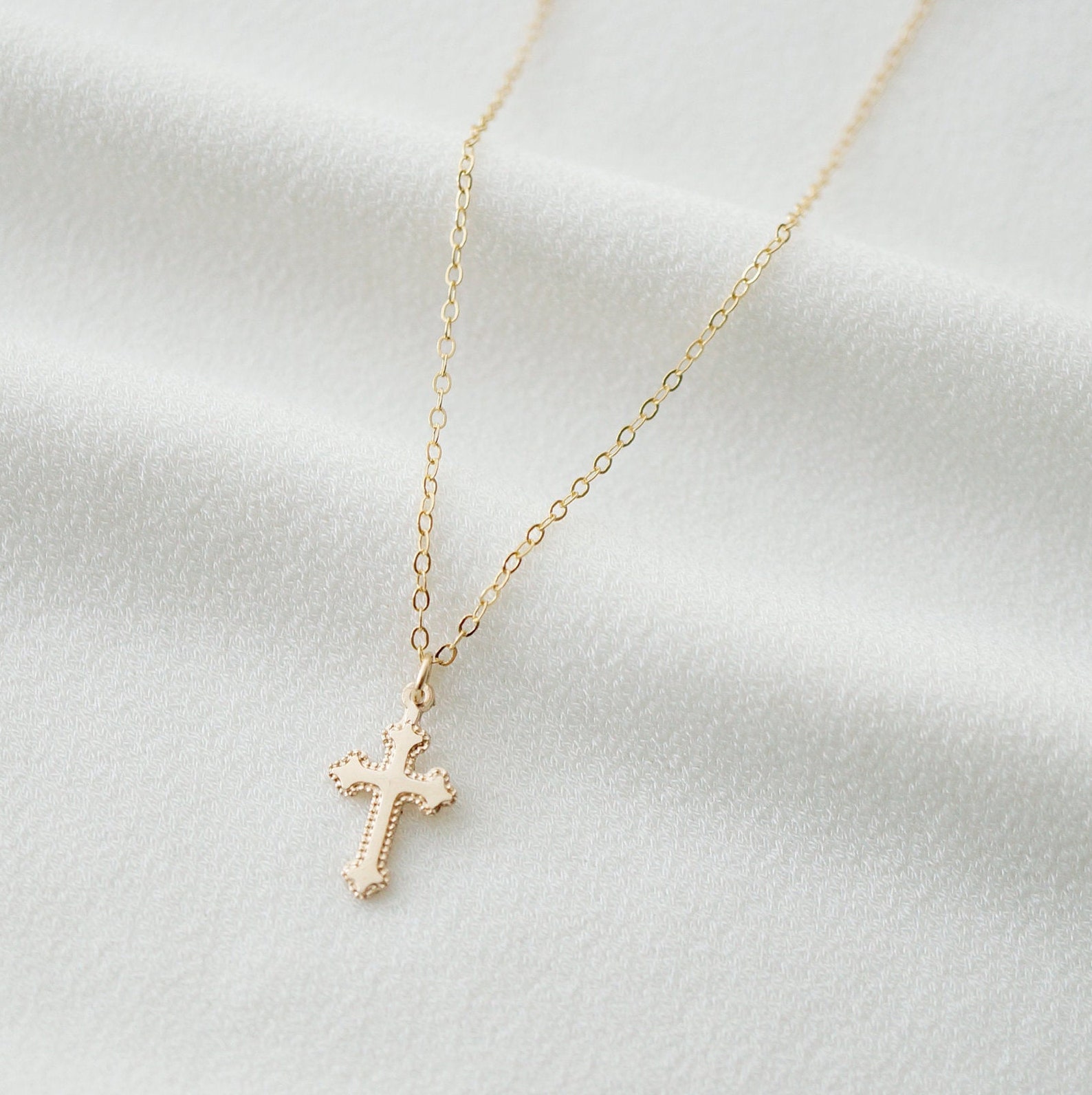 Tiny Gold Cross Necklace jada // 14K Gold Filled // | Etsy