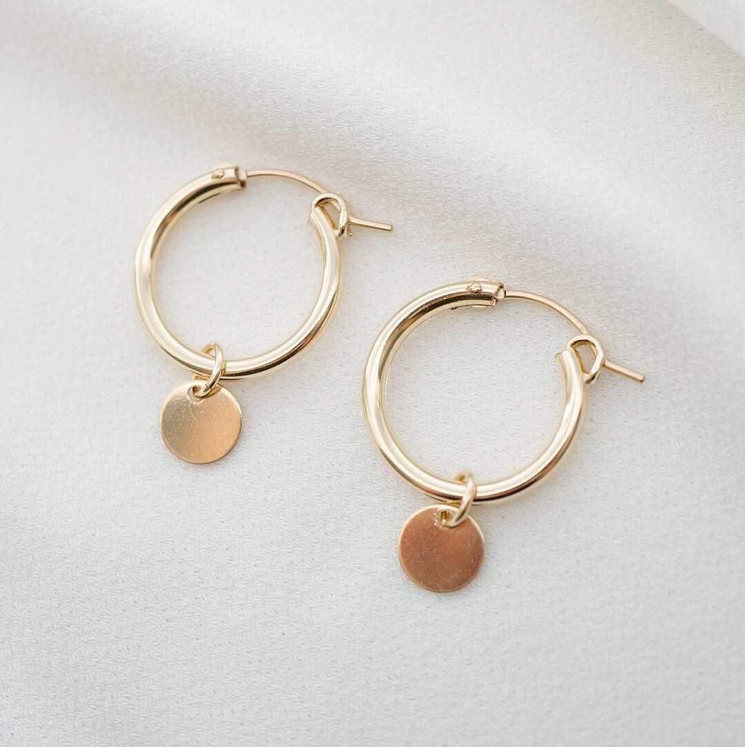 Gold Coin Hoop Earrings matta // Gifts for Her // Handmade Earrings ...