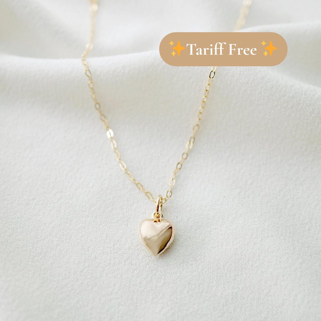 Tiny 14K Gold Fill Dainty Heart Necklace (clementine) - Etsy Canada