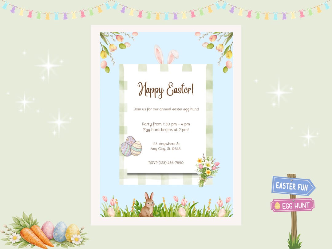 Spring Easter Egg Hunt Party Invitation | Digital Download Template - Etsy