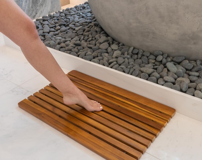 Teak Shower Mat, Teak Bath Mat, Bathroom Shower Mat, Teak Indoor and ...