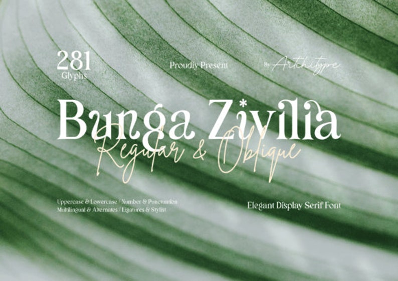 Bunga Zivilia Font, Script Font, Decor Font, Cute Font, Vintage Font ...