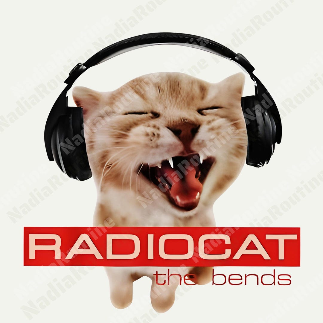 RADIOCAT PNG, Trippy Cat Listening to Radiohead Design With Nostalgic ...