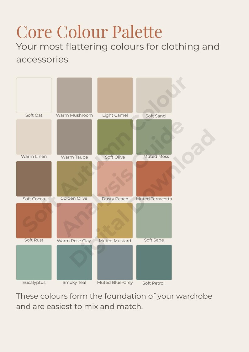 Colour Analysis Guide - Soft Autumn Palette | Digital Personal Colour ...