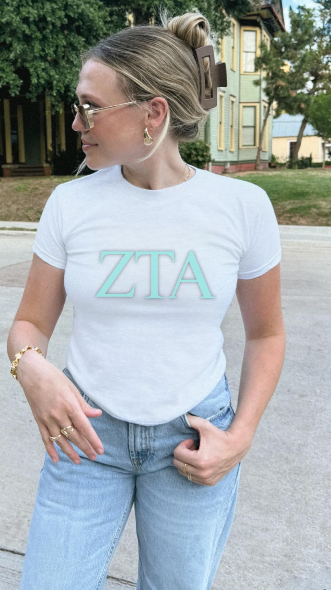 ZTA Sorority Baby Tee Sorority T Shirts Shrunken Baby Tee Zeta Rush ...