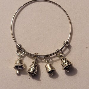 Silver Bell Collectors Bangle Bracelet, Bell Bracelet, Bangle Bracelet ...