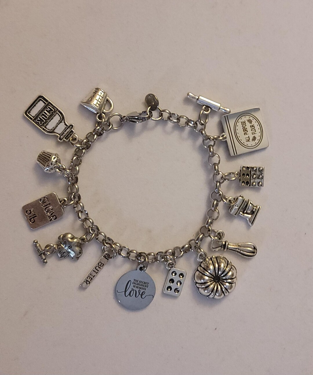 Silver Baker Chain Bracelet, Baker Charm Bracelet, Bracelet, Bakers ...