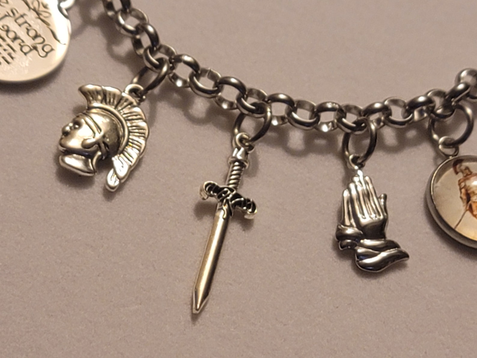Silver Armor of God Chain Bracelet, Charm Bracelet, Bracelet, Armor of ...
