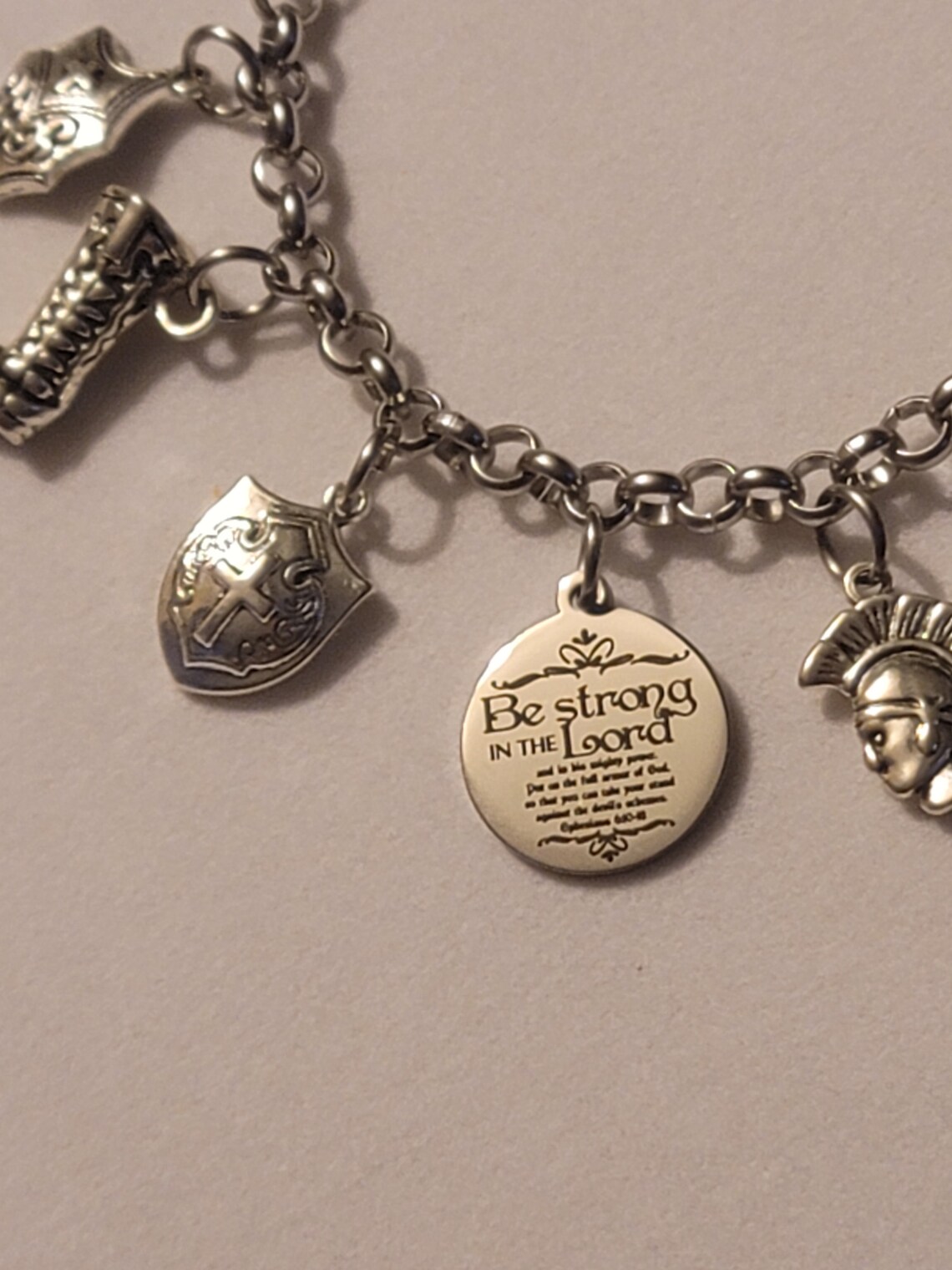 Silver Armor of God Chain Bracelet, Charm Bracelet, Bracelet, Armor of ...