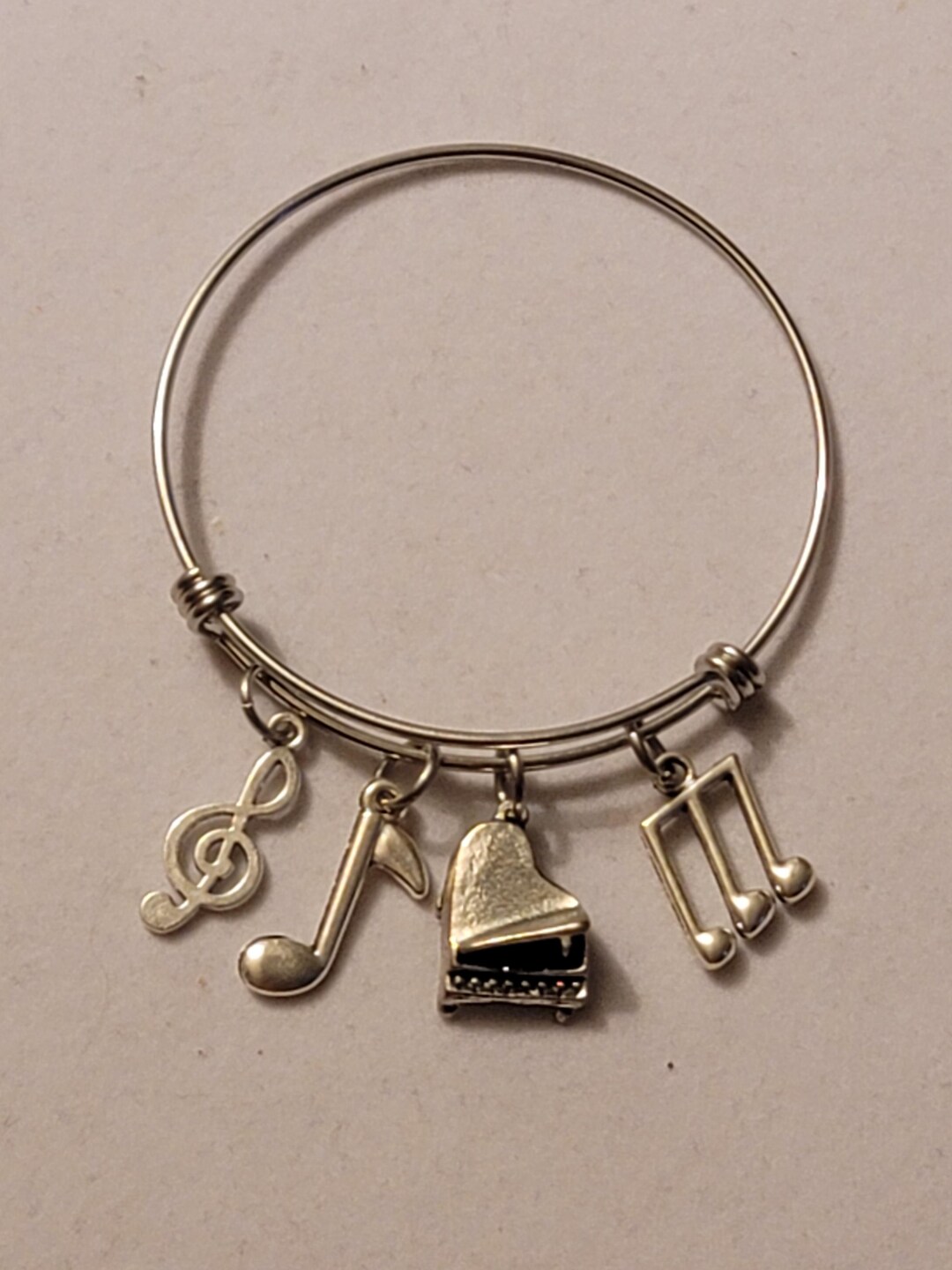 Silver Piano Charm Bangle Bracelet: Music Lover Gift - Etsy