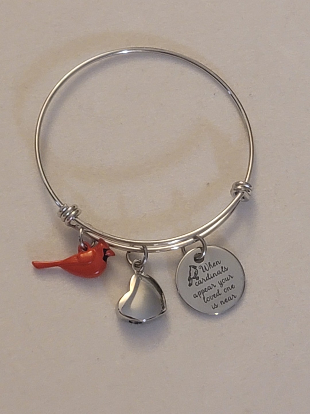 Silver Cardinal Cremation Urn Bracelet: Stainless Steel Memorial ...