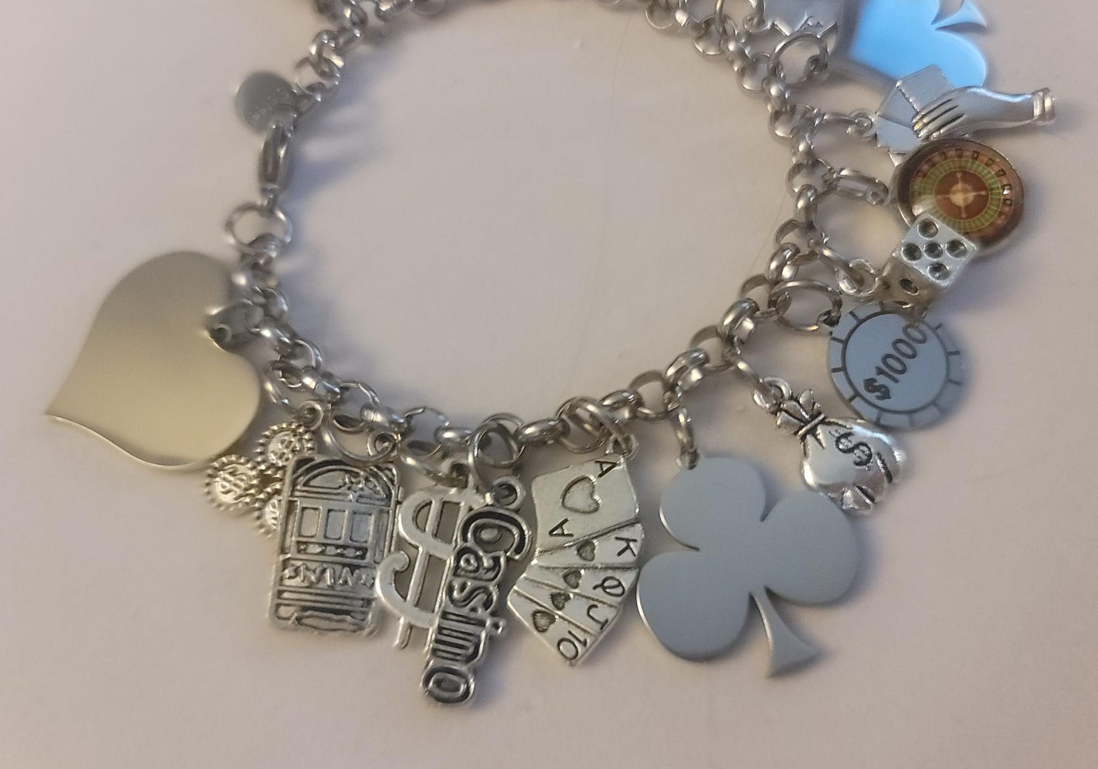 Casino Charm Bracelet: Stainless Steel Gambler's Chain - Etsy