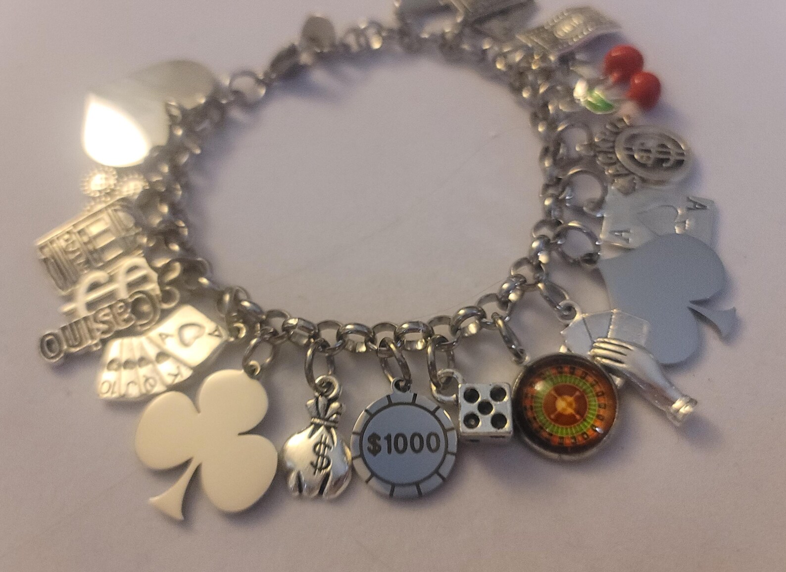Casino Charm Bracelet: Stainless Steel Gambler's Chain - Etsy
