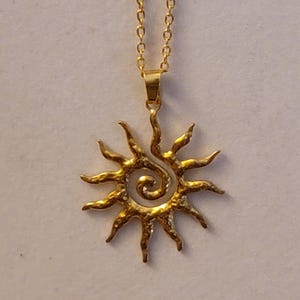 Gold Stainless Steel Sun Charm Necklace - 20 Inch Chain - Etsy