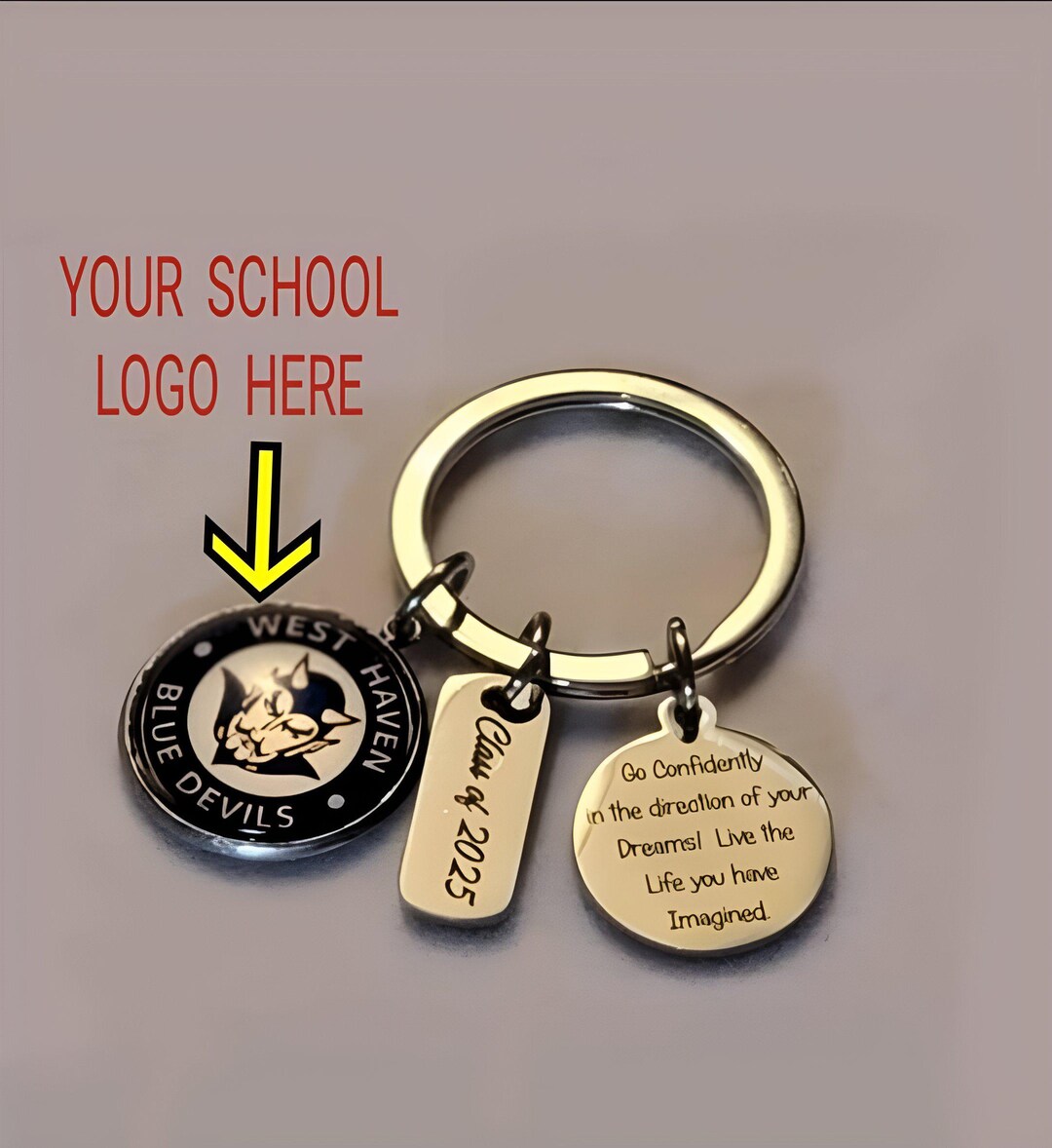 Custom Personalized 2025 Graduation Keyring, School Logo, Gift, School ...