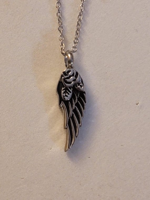 Silver Angel Wing Cremation Urn Necklace for Human Remains Cremation Jewelry Angel Wing Urn Memorial Necklace Gift Necklace for Ashes Etsy