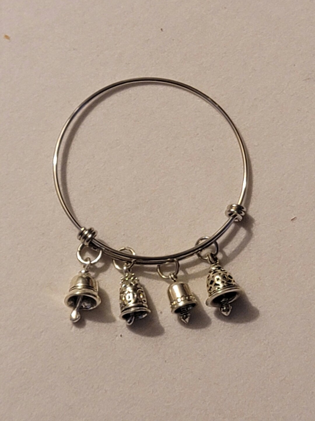 Silver Bell Collectors Bangle Bracelet, Bell Bracelet, Bangle Bracelet ...