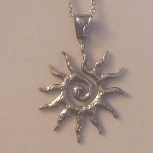 Silver Sun Charm Necklace: Stainless Steel Chain - Etsy