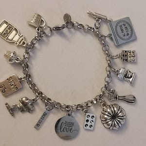 Silver Baker Chain Bracelet, Baker Charm Bracelet, Bracelet, Bakers ...