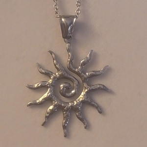 Silver Sun Charm Necklace: Stainless Steel Chain - Etsy