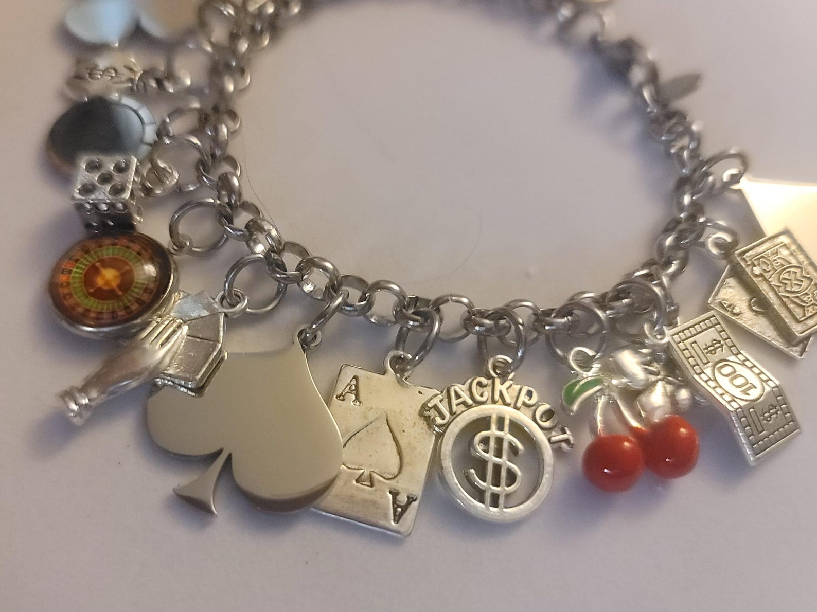 Casino Charm Bracelet: Stainless Steel Gambler's Chain - Etsy