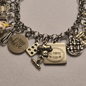 Silver Baker Chain Bracelet, Baker Charm Bracelet, Bracelet, Bakers ...