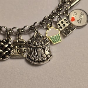 Silver Baker Chain Bracelet, Baker Charm Bracelet, Bracelet, Bakers ...