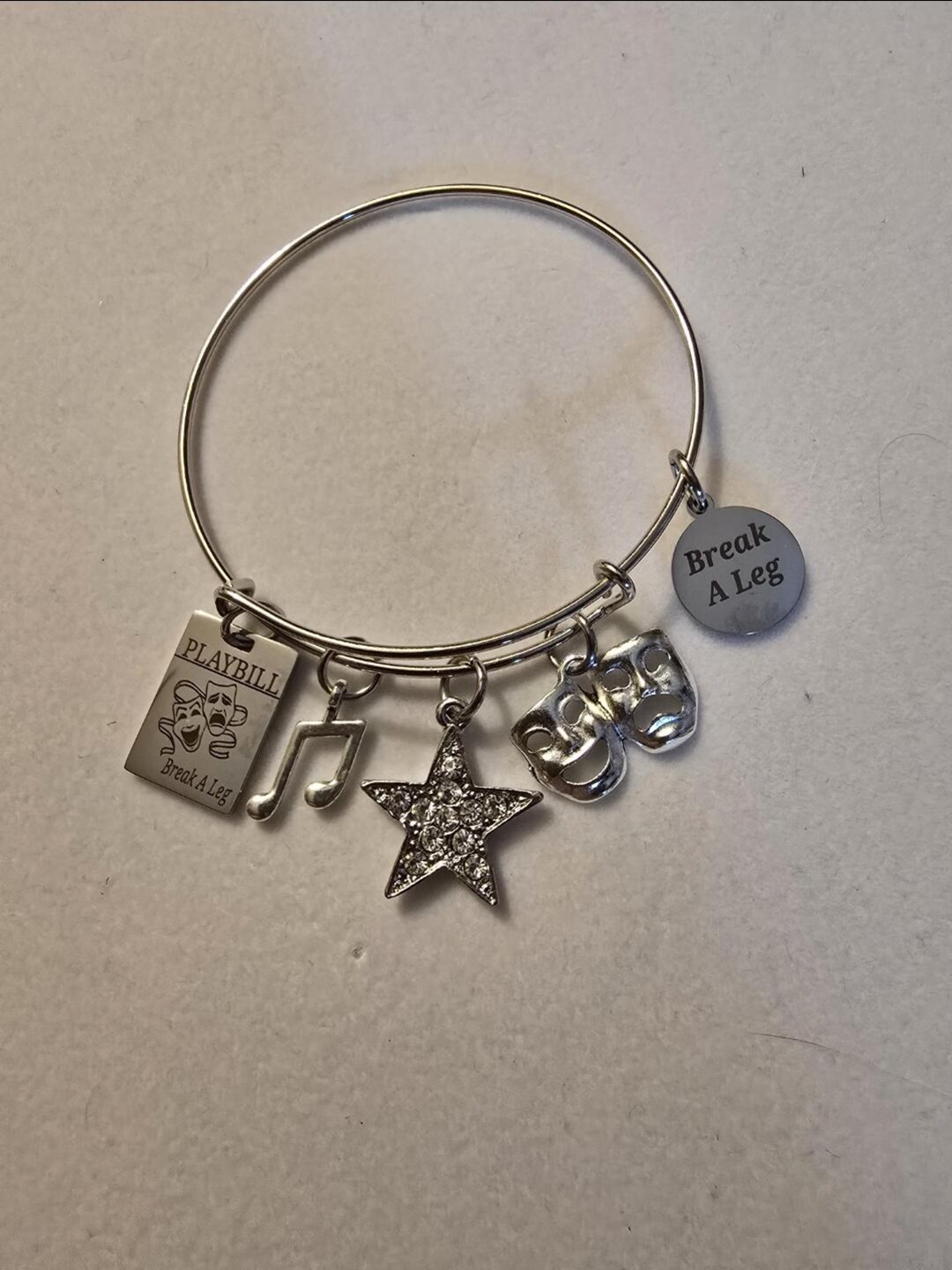 Silver Broadway Play Charm Bangle Bracelet - Etsy