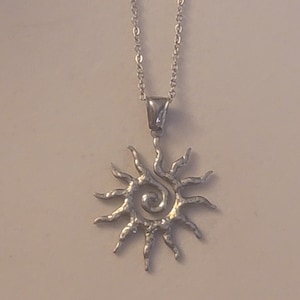Silver Sun Charm Necklace: Stainless Steel Chain - Etsy