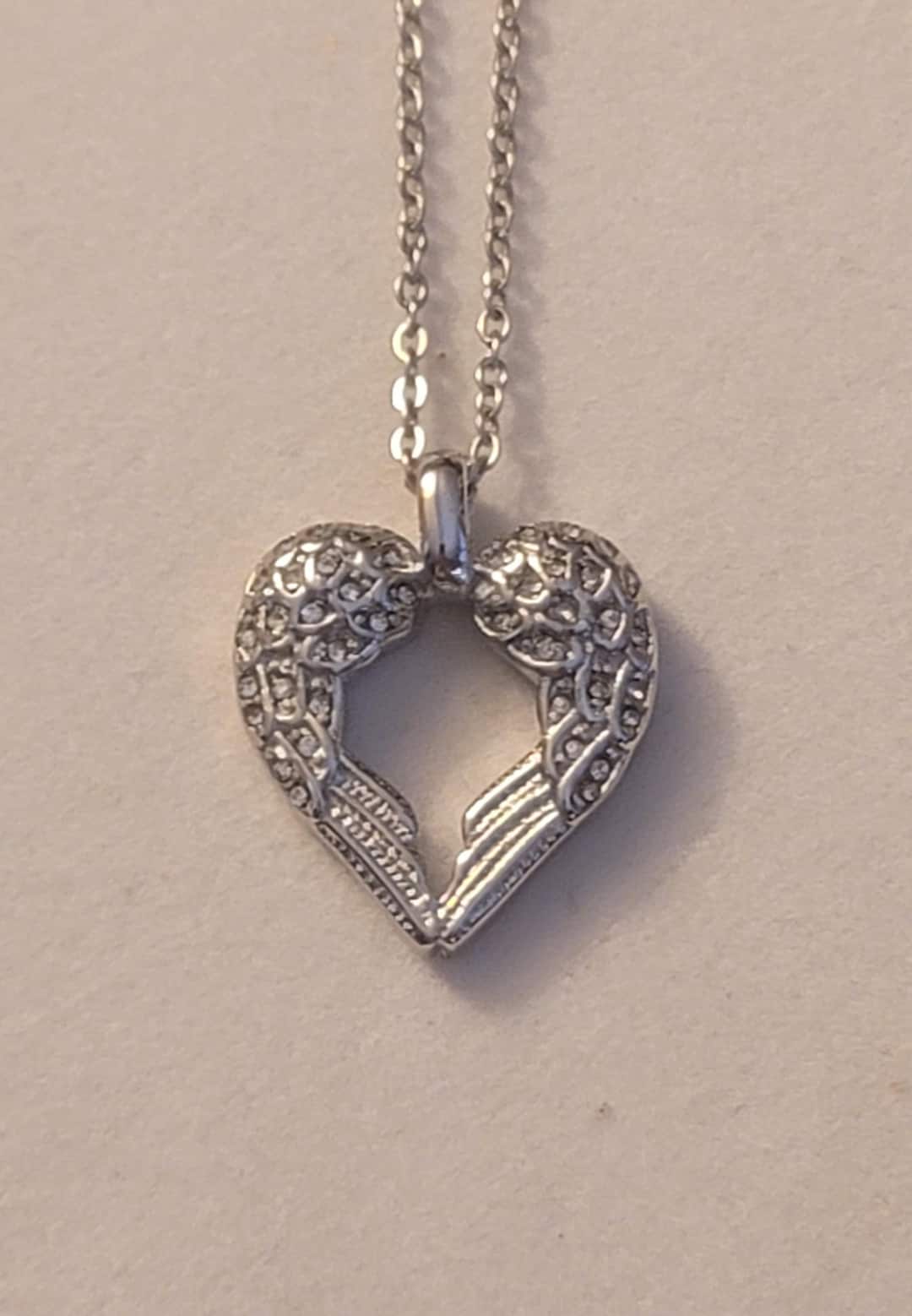 Rhinestone Angel Wing Heart Cremation Urn Necklace - Etsy