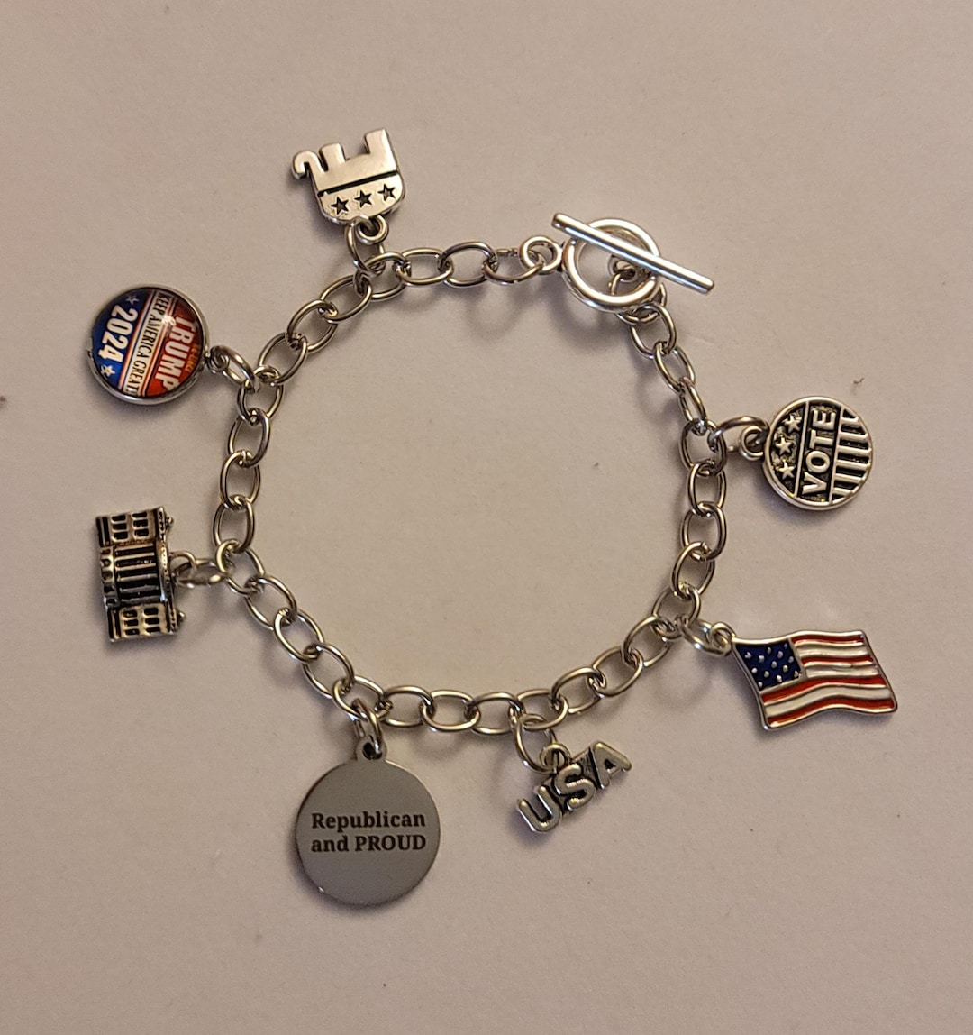 Silver Trump 2024 Chain Bracelet, Trump Charm Bracelet, Bracelet ...