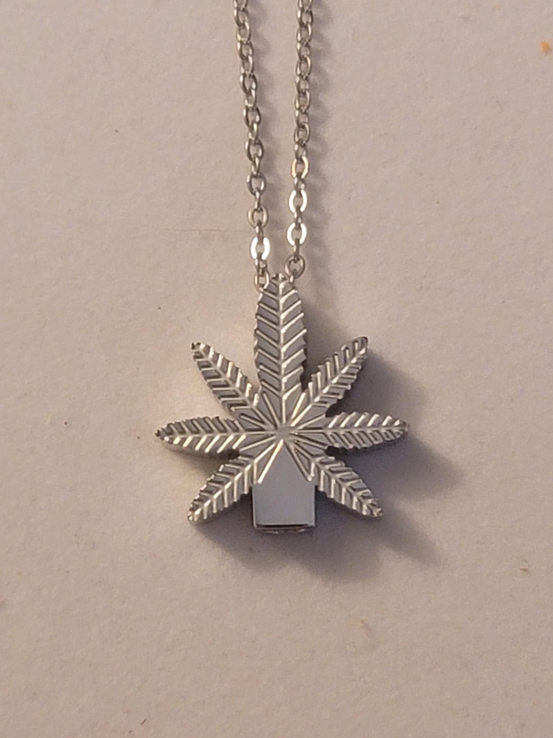 Silver Marijuana Leaf Cremation Urn Necklace, Stainless Steel Chain - Etsy